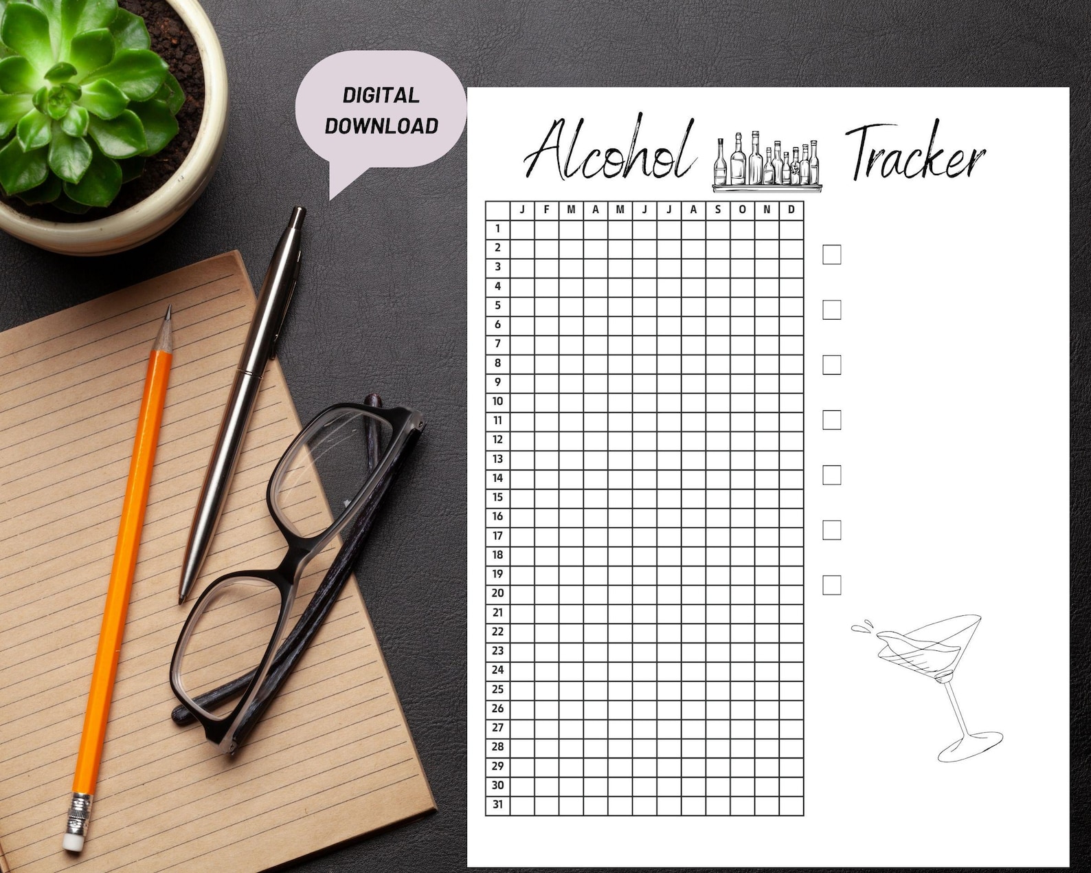 Printable Alcohol Tracker – Track and Reflect on Your Consumption - Etsy