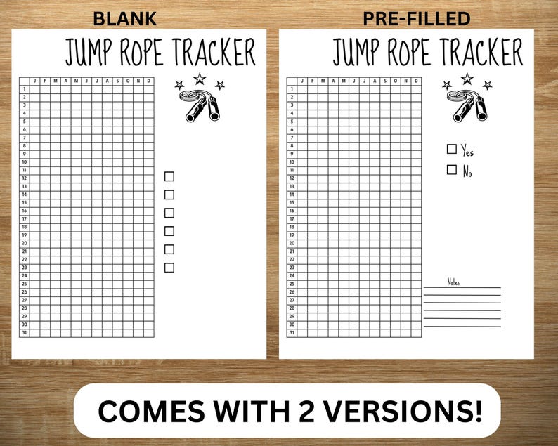 Yearly Jump Rope Tracker – Printable Fitness Planner - Etsy