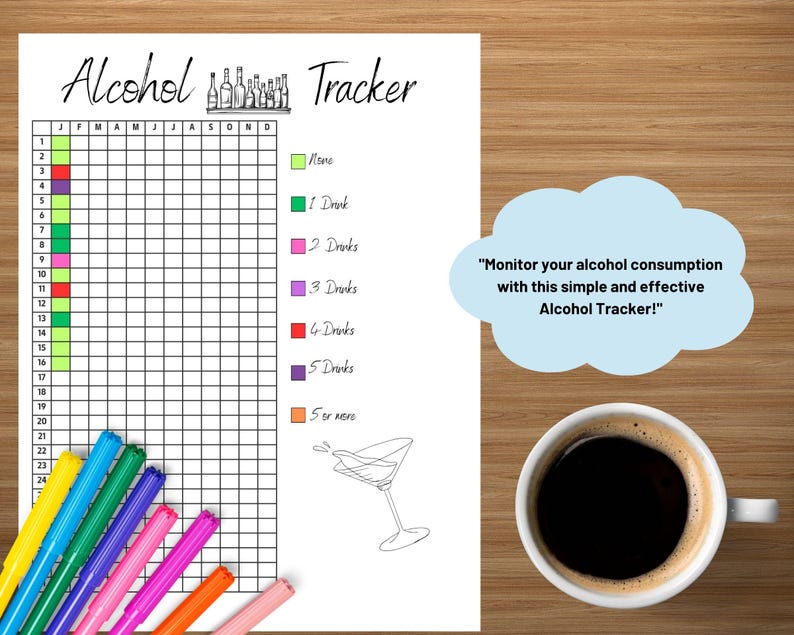 Printable Alcohol Tracker – Track and Reflect on Your Consumption - Etsy