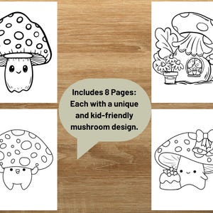 Printable Mushroom Coloring Pack: 8 Unique Designs for Kids - Digital ...