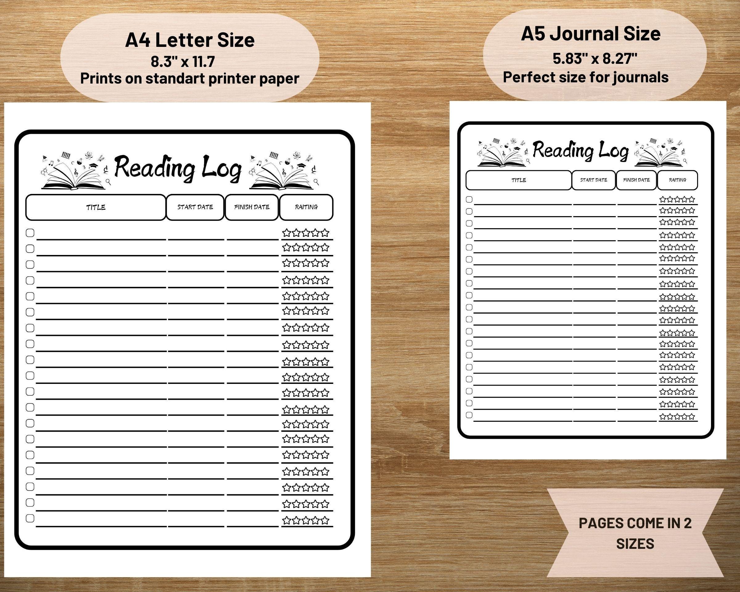 Reading Log & Tracker – Printable Reading Planner Set - Etsy