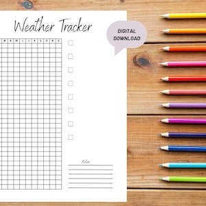 Printable Weather Tracker – Track and Color Your Daily Weather - Etsy