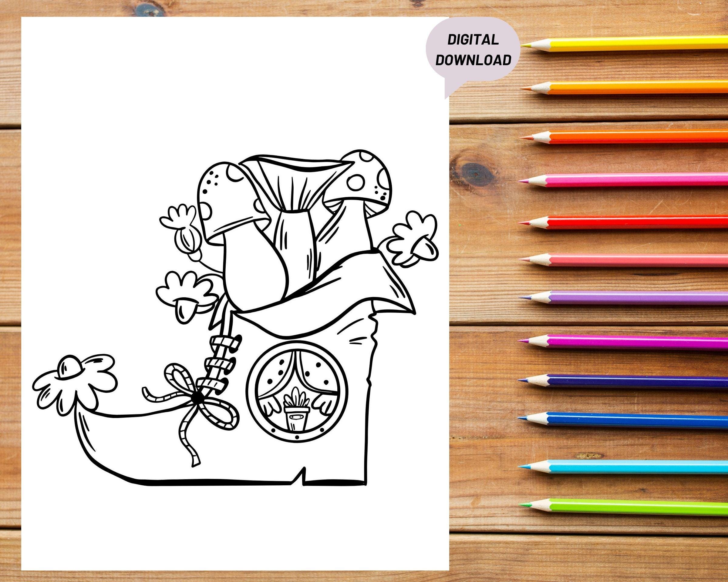 Printable Mushroom Coloring Pack: 8 Unique Designs for Kids - Digital ...