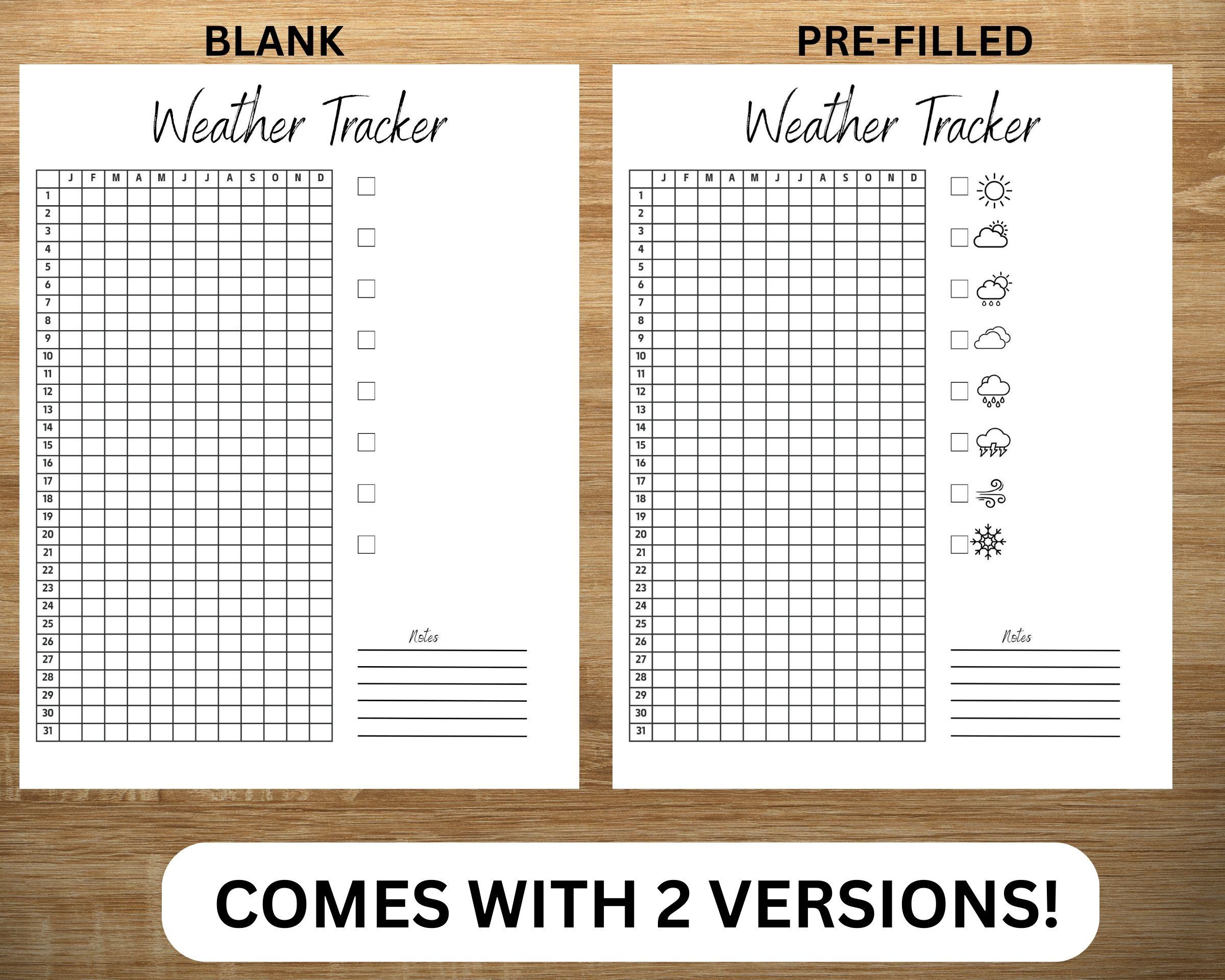 Weather - Temperature Tracker – Printable Celsius & Fahrenheit Set - Etsy