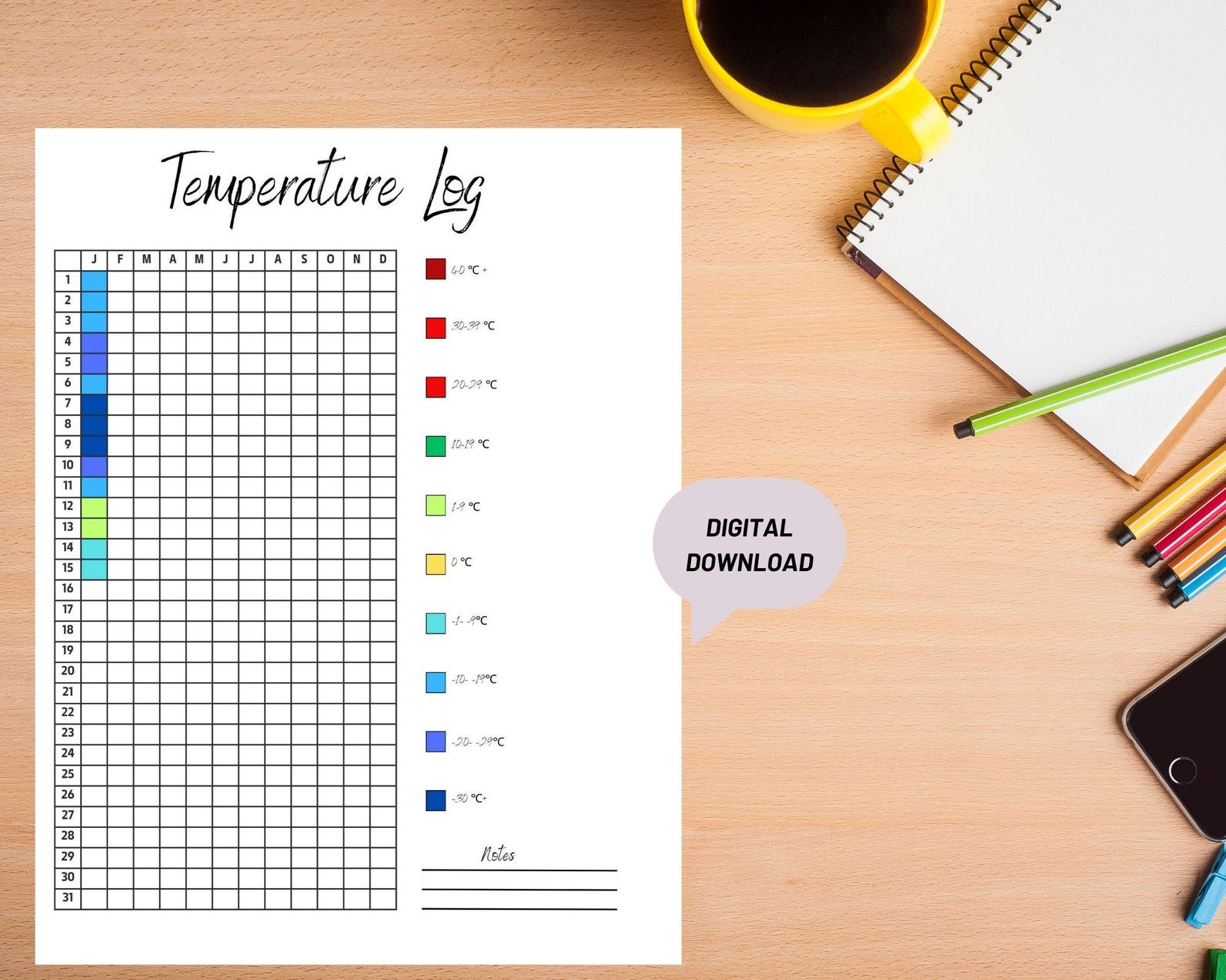 Printable Temperature Log – Track Daily Changes With Ease - Etsy