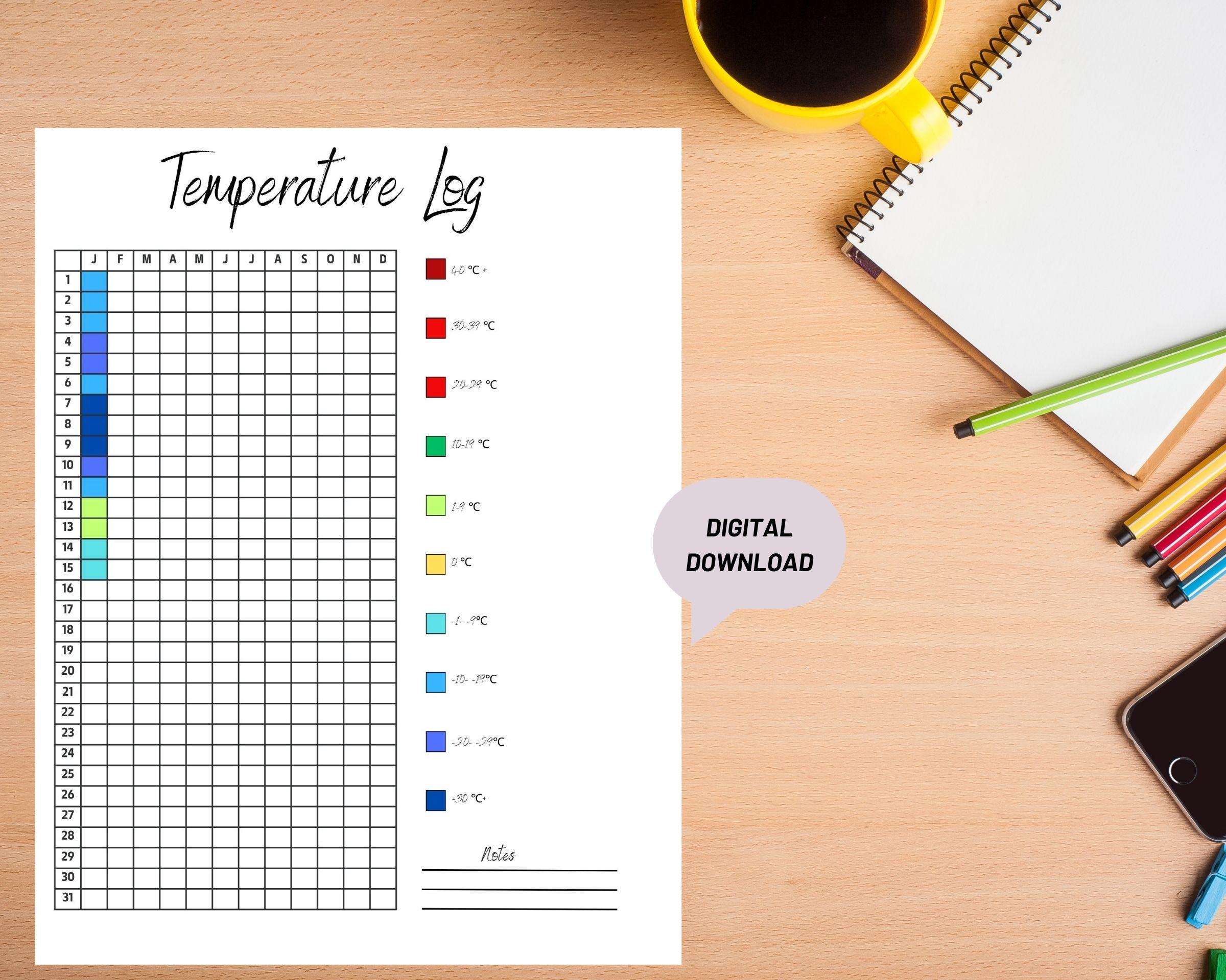 Printable Temperature Log – Track Daily Changes With Ease - Etsy