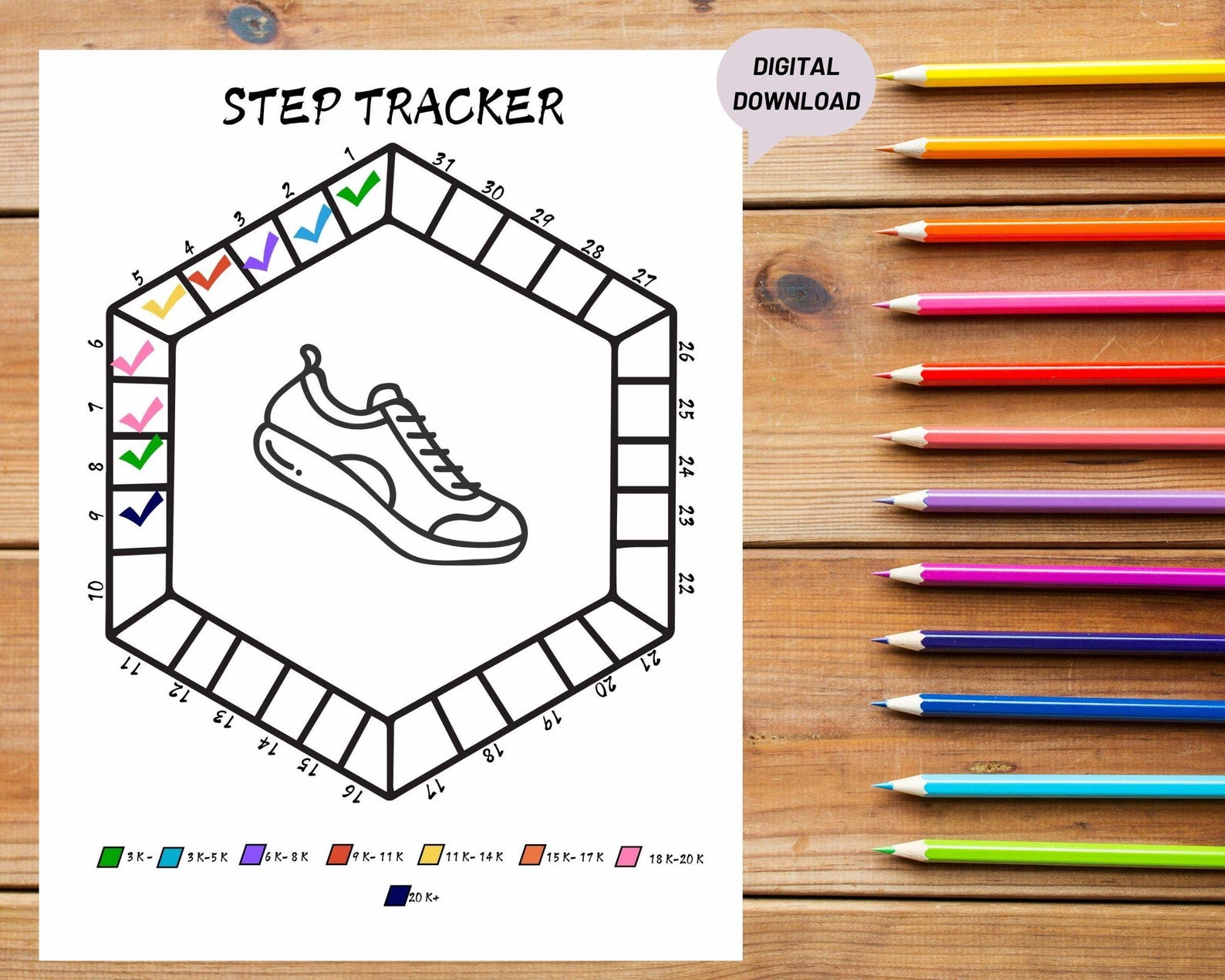 Printable Step Tracker: Fitness Goal Planner, Weight Loss Journal ...
