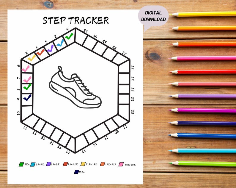 Printable Step Tracker: Fitness Goal Planner, Weight Loss Journal ...
