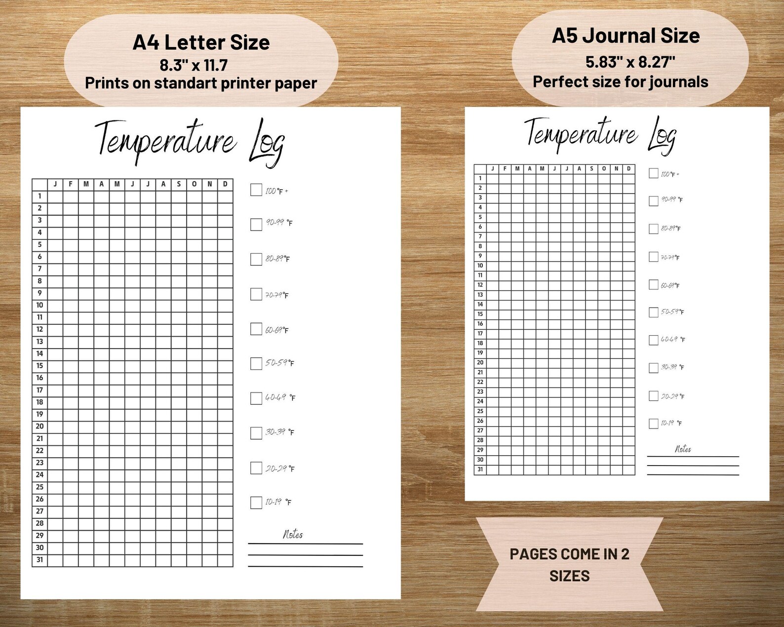 Printable Temperature Log – Track Daily Changes With Ease - Etsy