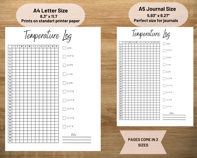 Printable Temperature Log – Track Daily Changes With Ease - Etsy