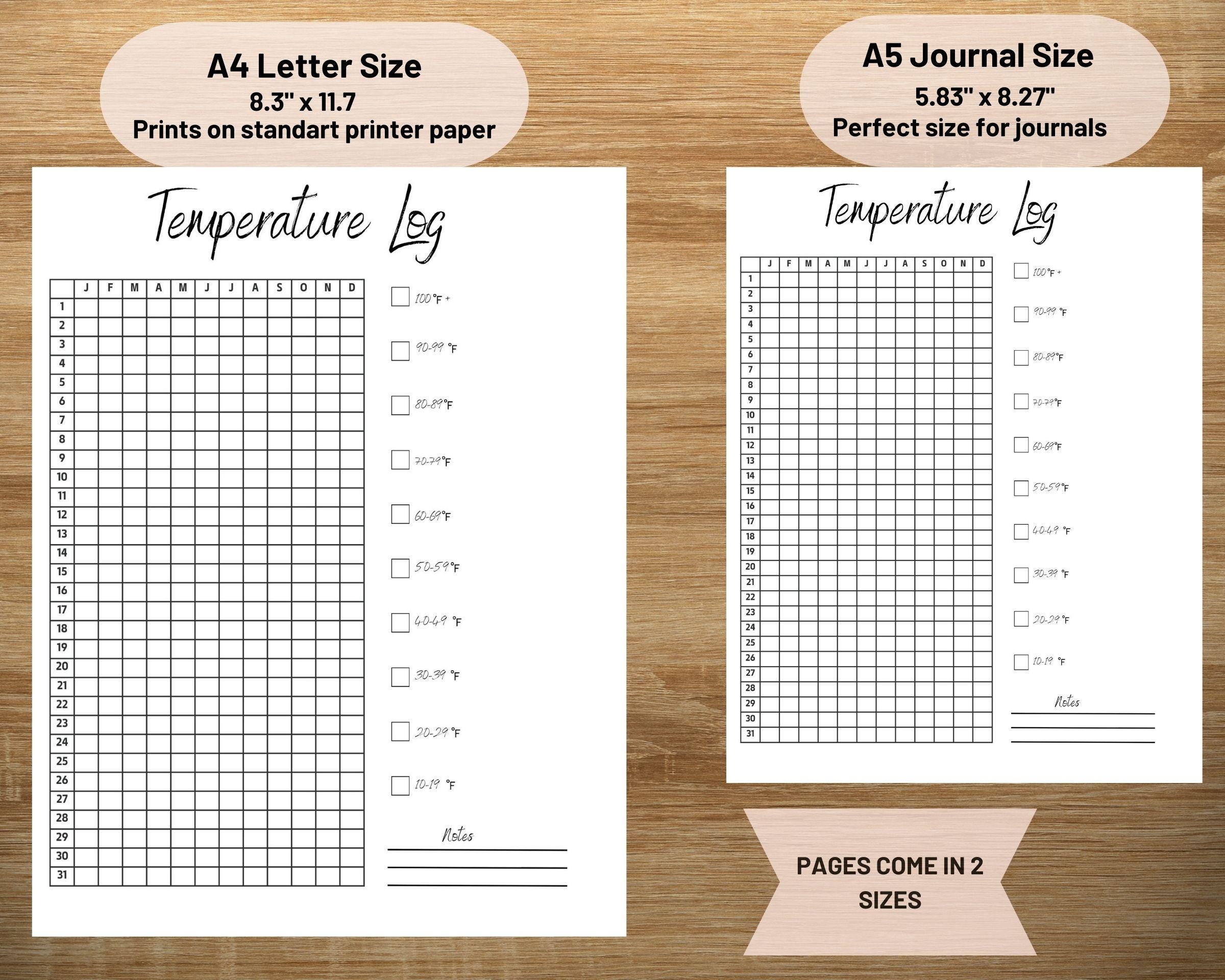 Printable Temperature Log – Track Daily Changes With Ease - Etsy