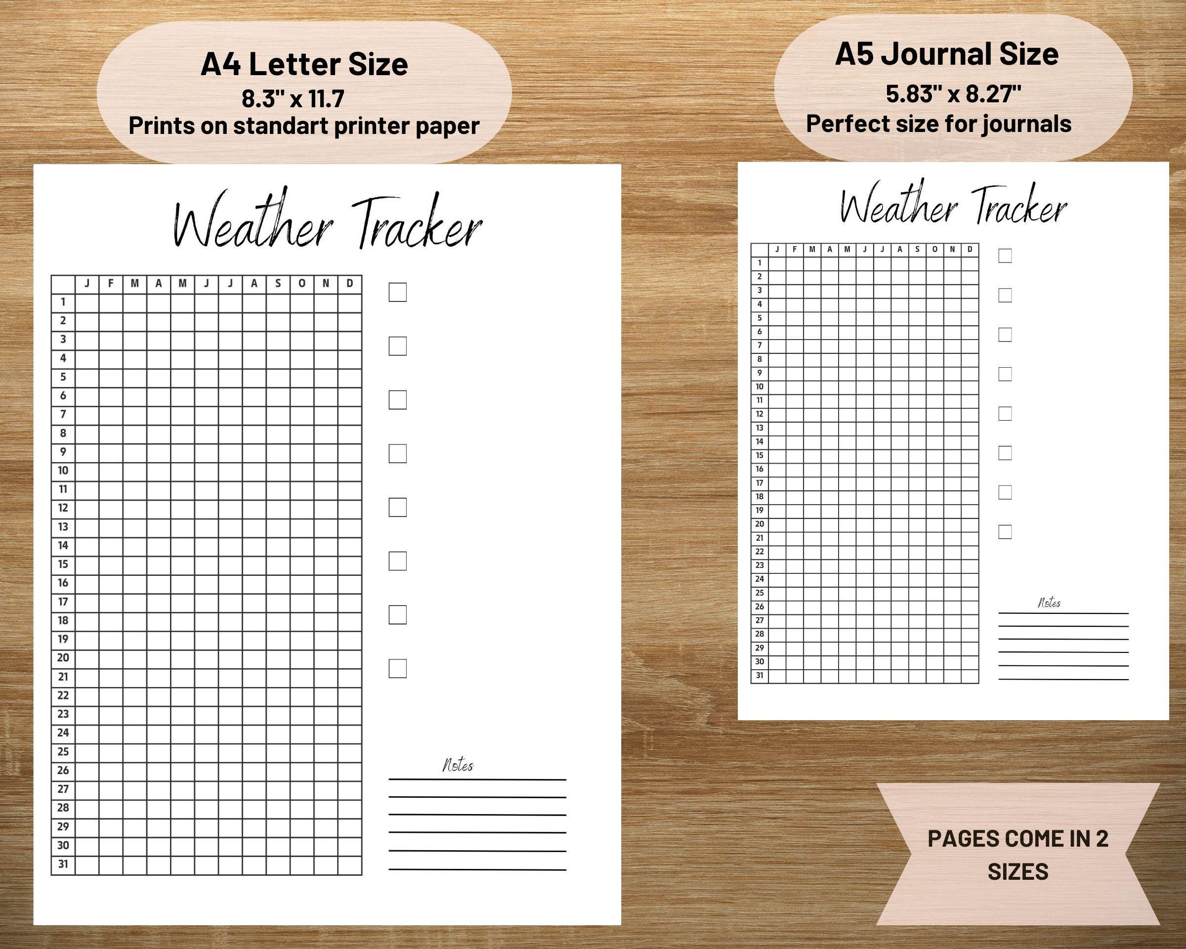 Printable Weather Tracker – Track and Color Your Daily Weather - Etsy