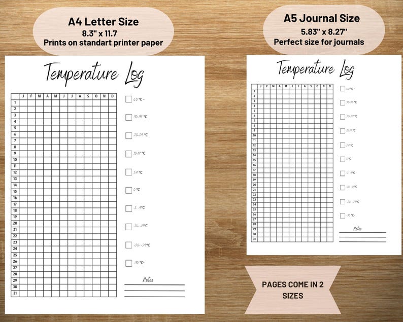 Weather - Temperature Tracker – Printable Celsius & Fahrenheit Set - Etsy