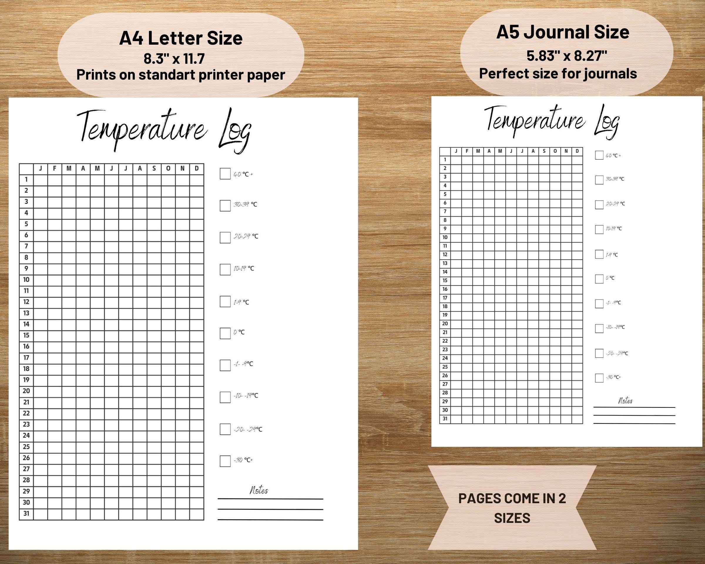 Weather - Temperature Tracker – Printable Celsius & Fahrenheit Set - Etsy