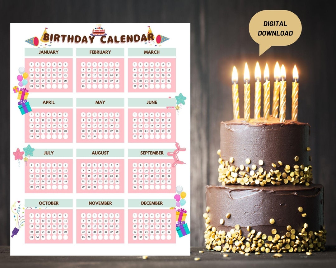 Printable Kids' Birthday Tracker: Classroom Celebration Organizer for ...