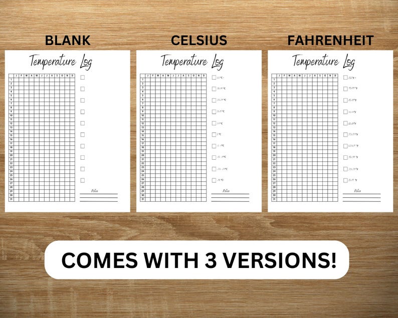 Weather - Temperature Tracker – Printable Celsius & Fahrenheit Set - Etsy