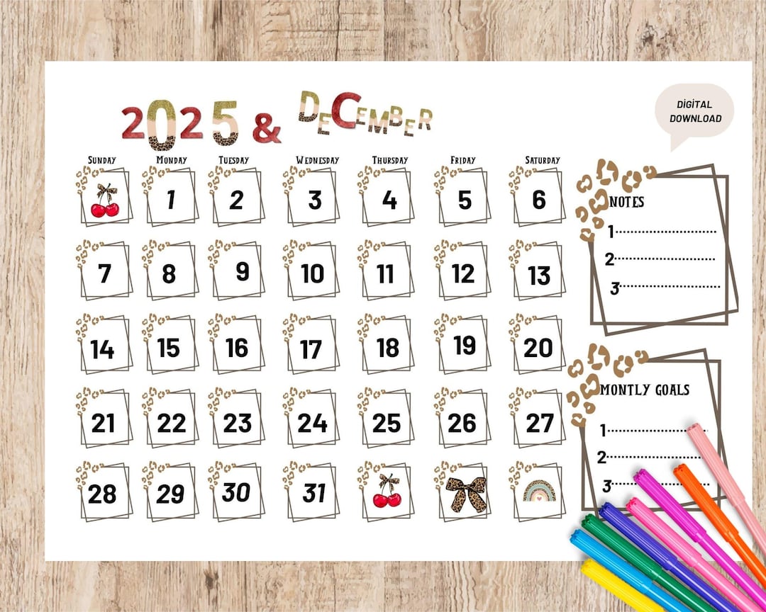 2025 December Cover Page Printable Planner Journal Lined Calendar Set ...