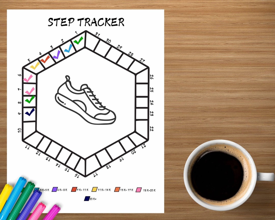 Printable Step Tracker: Fitness Goal Planner, Weight Loss Journal ...