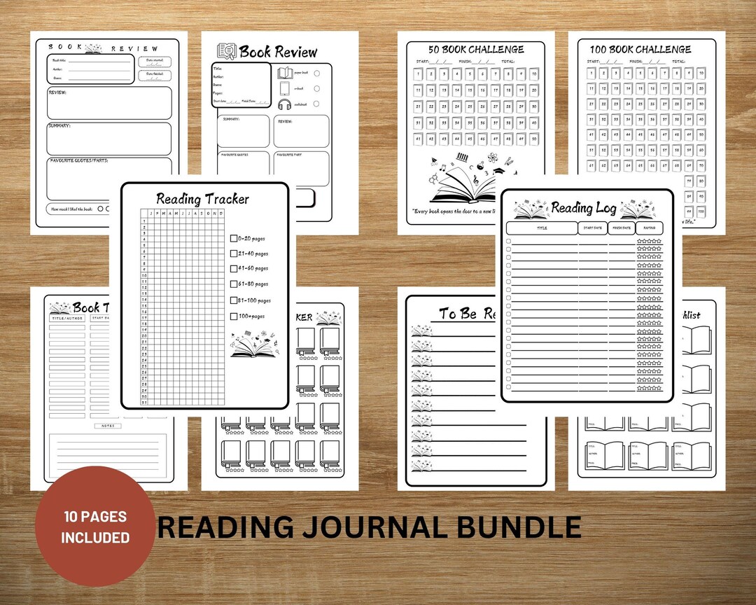 10-page Reading Tracker & Book Log Set – Printable Planner for Book ...