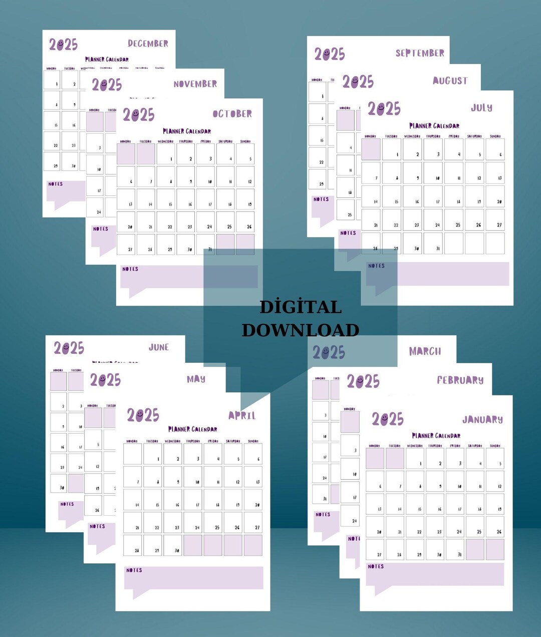 2025 Organizer Printable Calendar A4 A5 Journal Planner Digital - Etsy