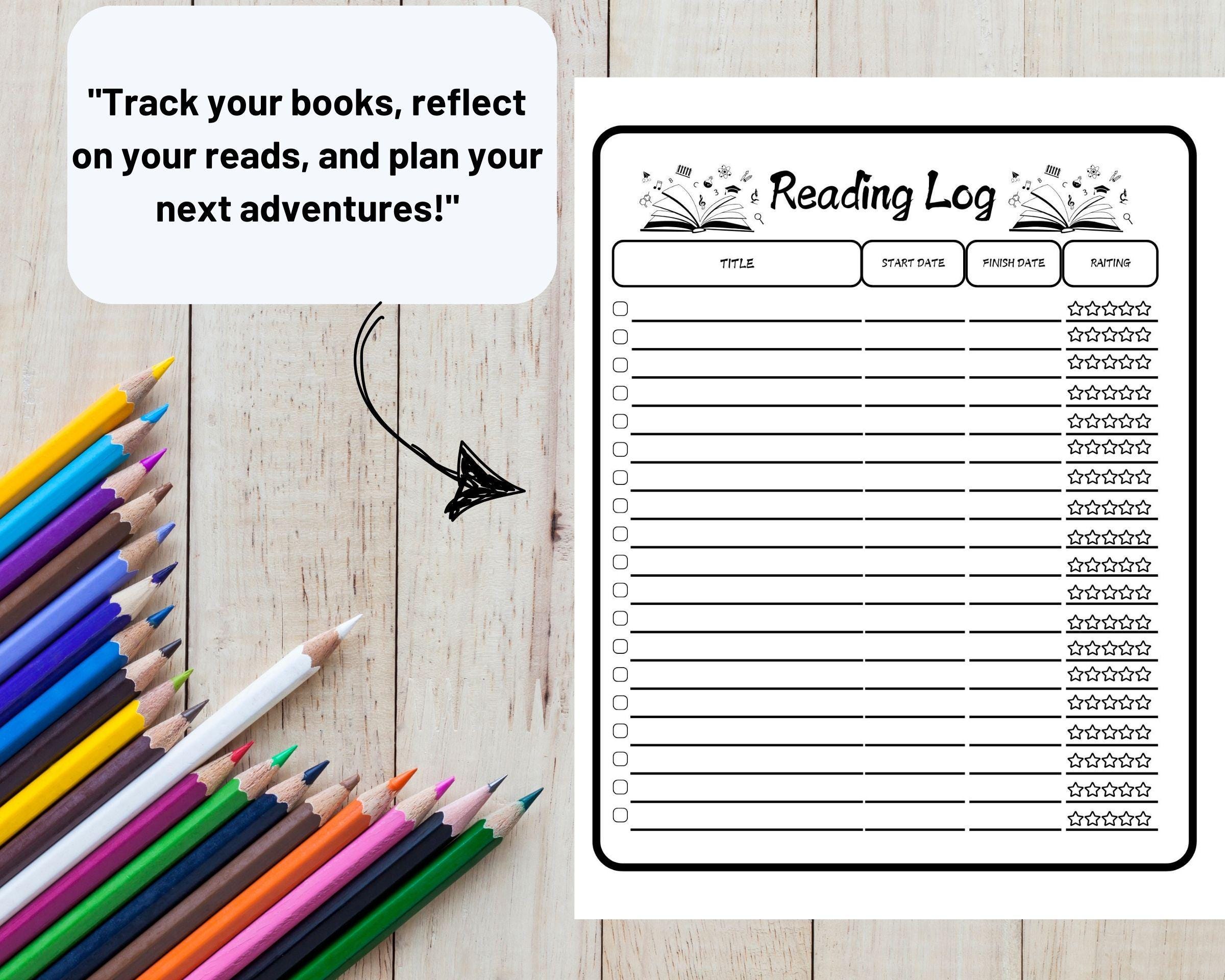 Reading Log & Tracker – Printable Reading Planner Set - Etsy