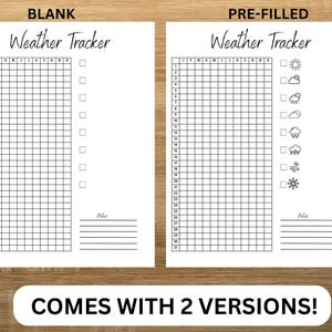 Printable Weather Tracker – Track and Color Your Daily Weather - Etsy