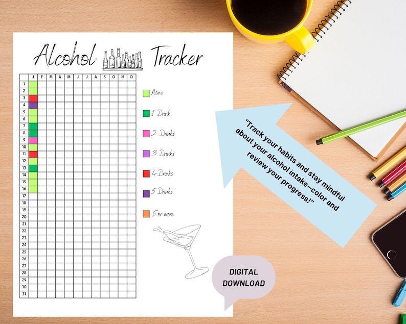 Printable Alcohol Tracker – Track and Reflect on Your Consumption - Etsy