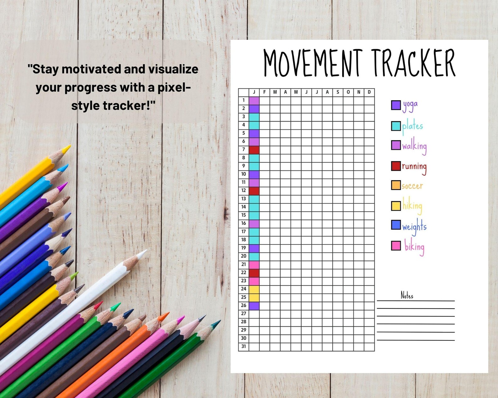 Yearly Movement Tracker – Printable Fitness Log - Etsy