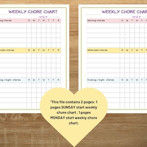 Customizable Kids Weekly Chore Chart & Daily Routine Planner ...