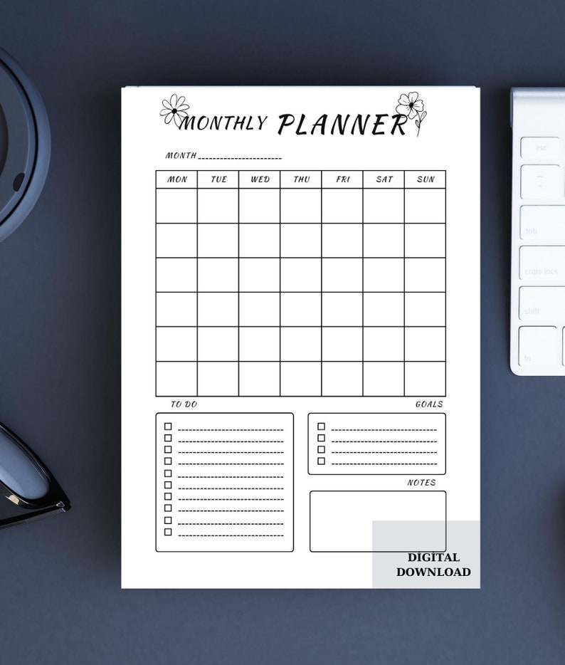Digital Monthly Planner With Printable Journal Pages and To-do List - Etsy