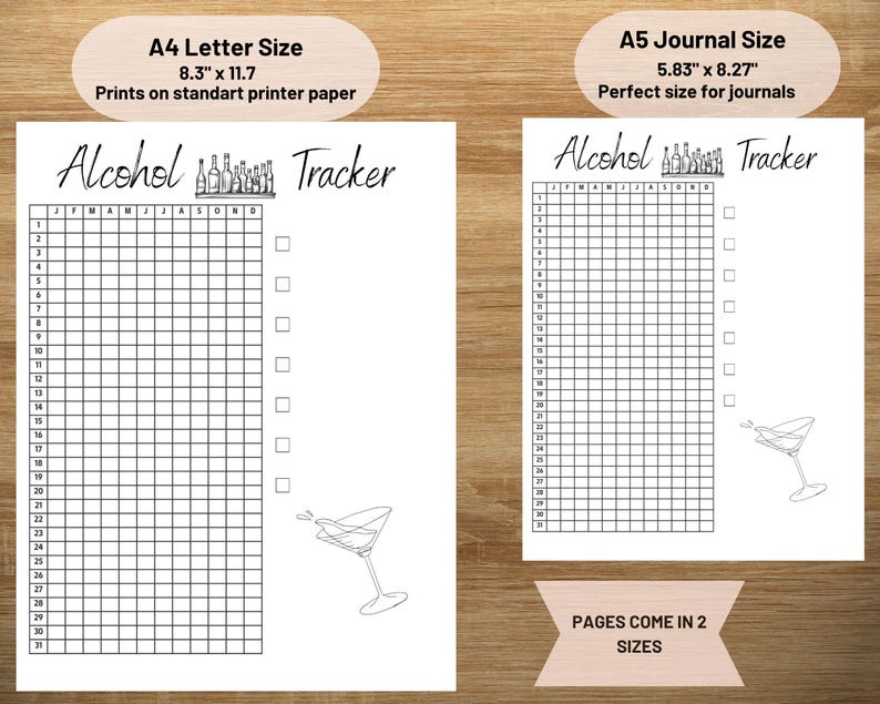 Printable Alcohol Tracker – Track and Reflect on Your Consumption - Etsy