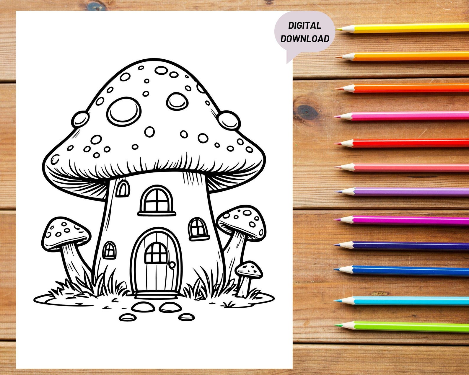 Printable Mushroom Coloring Pack: 8 Unique Designs for Kids - Digital ...