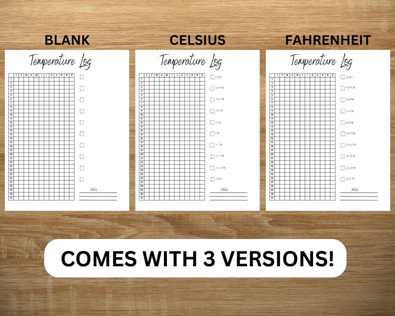 Printable Temperature Log – Track Daily Changes With Ease - Etsy