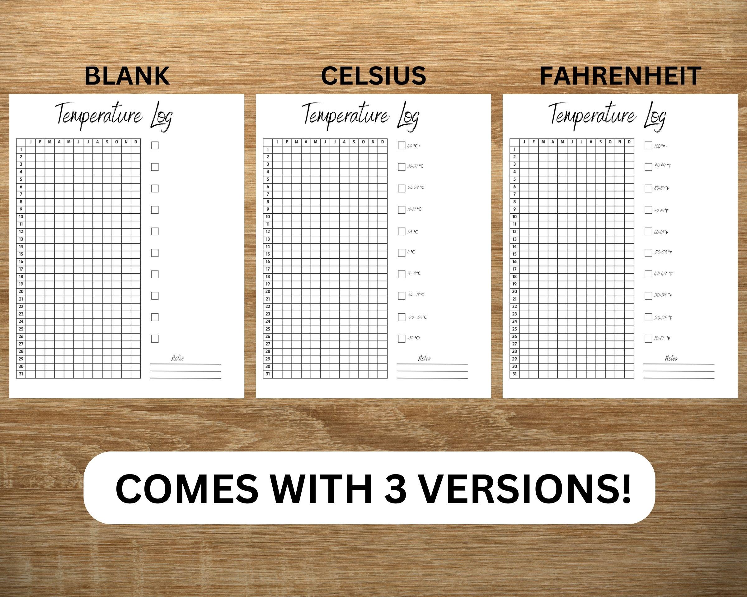 Printable Temperature Log – Track Daily Changes With Ease - Etsy