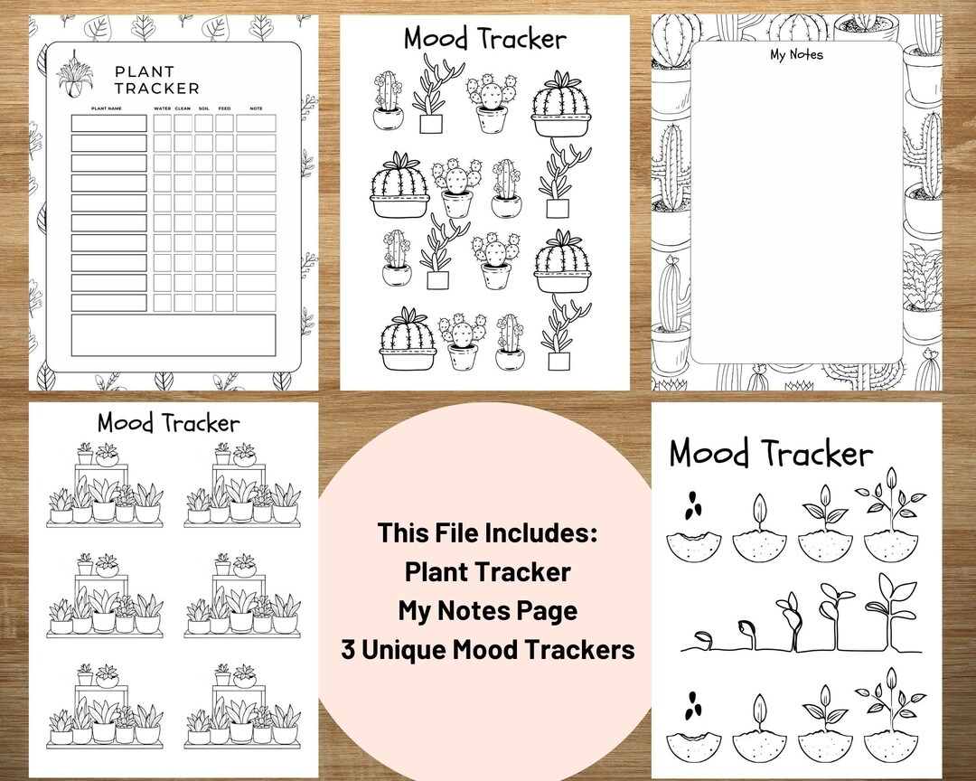 Plant Tracker, Mood Trackers & Notes Page – Printable Wellness Set - Etsy