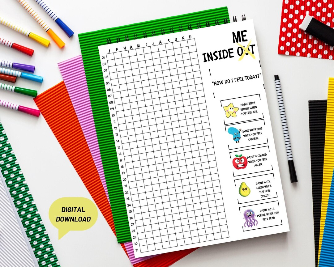 Inside Me Emotions Printable Daily Digital Mood Tracker PDF - Etsy