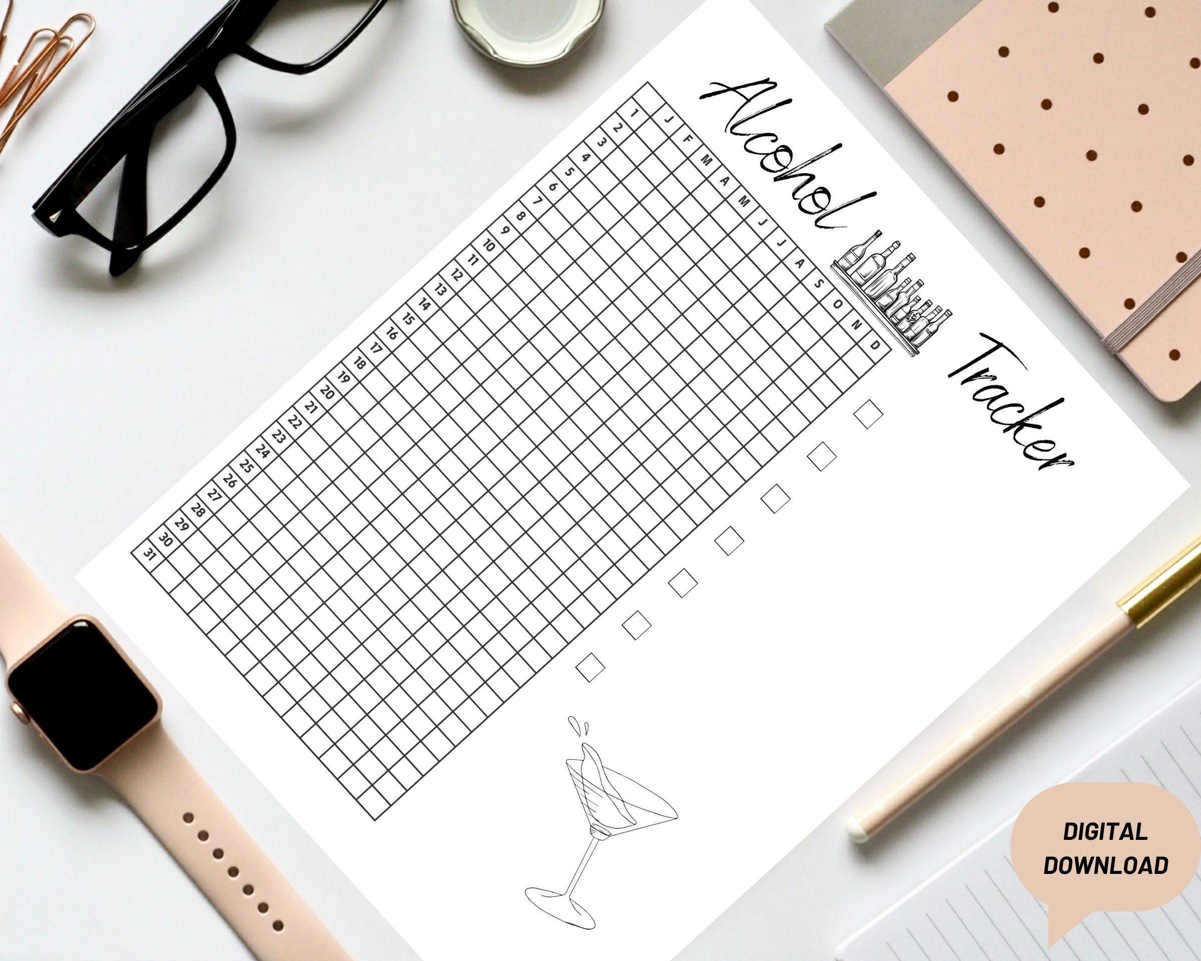 Printable Alcohol Tracker – Track and Reflect on Your Consumption - Etsy