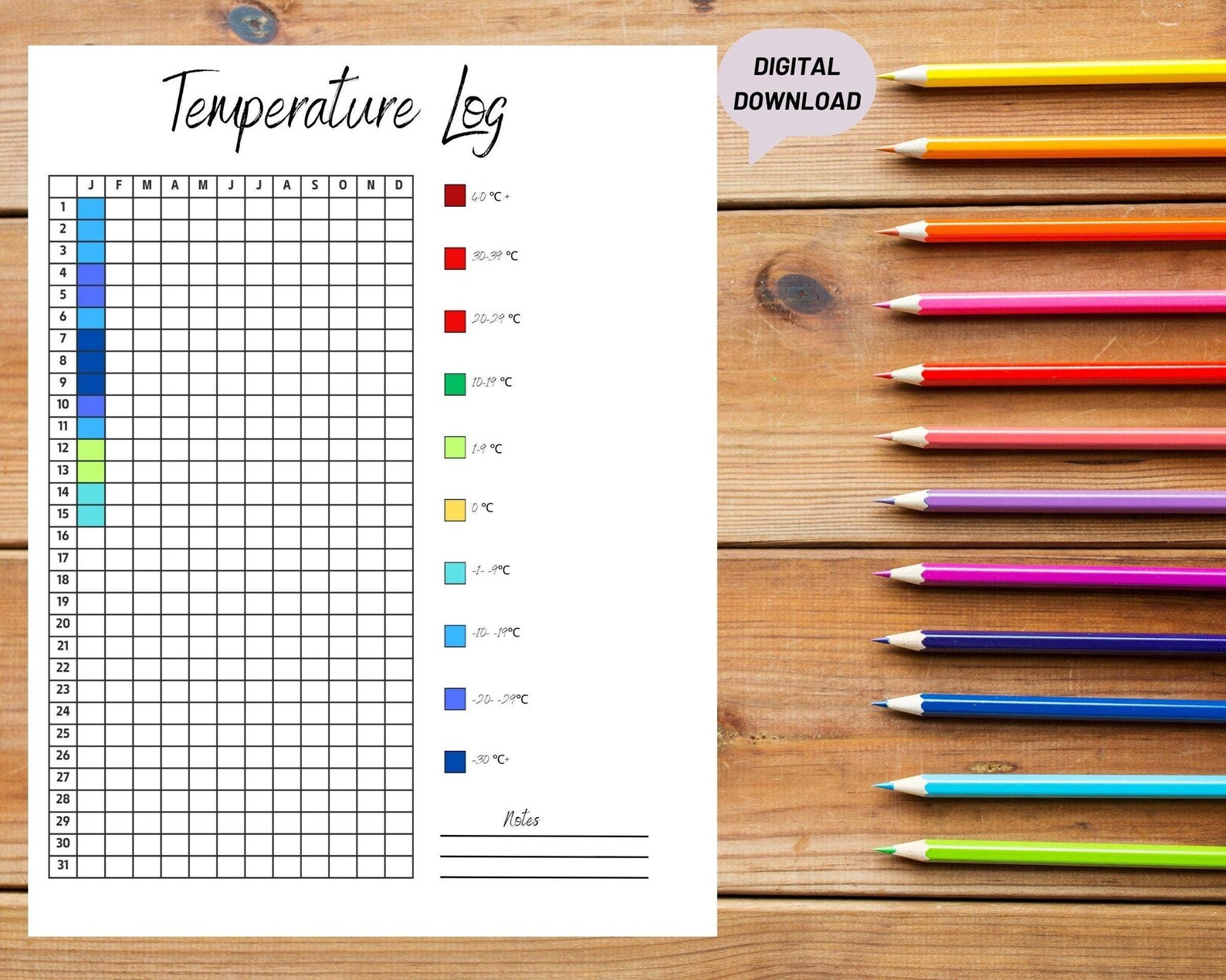 Printable Temperature Log – Track Daily Changes With Ease - Etsy