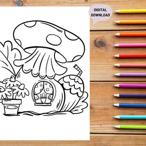 Printable Mushroom Coloring Pack: 8 Unique Designs for Kids - Digital ...