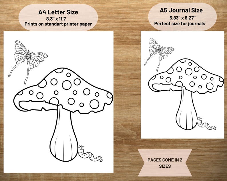 Printable Mushroom Coloring Pack: 8 Unique Designs for Kids - Digital ...
