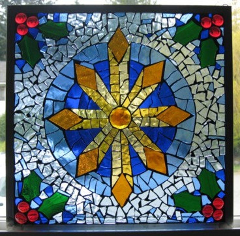 Christmas Star Stained Glass Mosaic - Etsy Canada