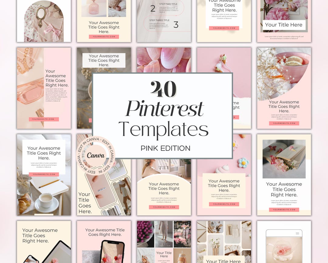 Canva Pinterest Cover Templates for Pink Clean Beauty & Wellness ...