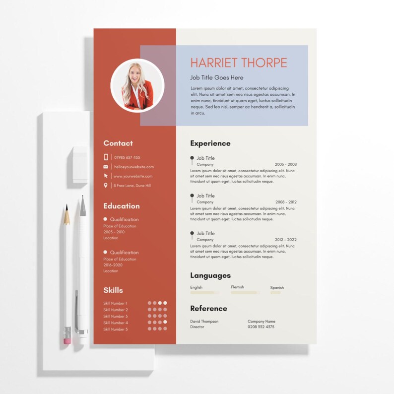 Modern CV Template, Editable Canva Template, Customisable Minimalist ...