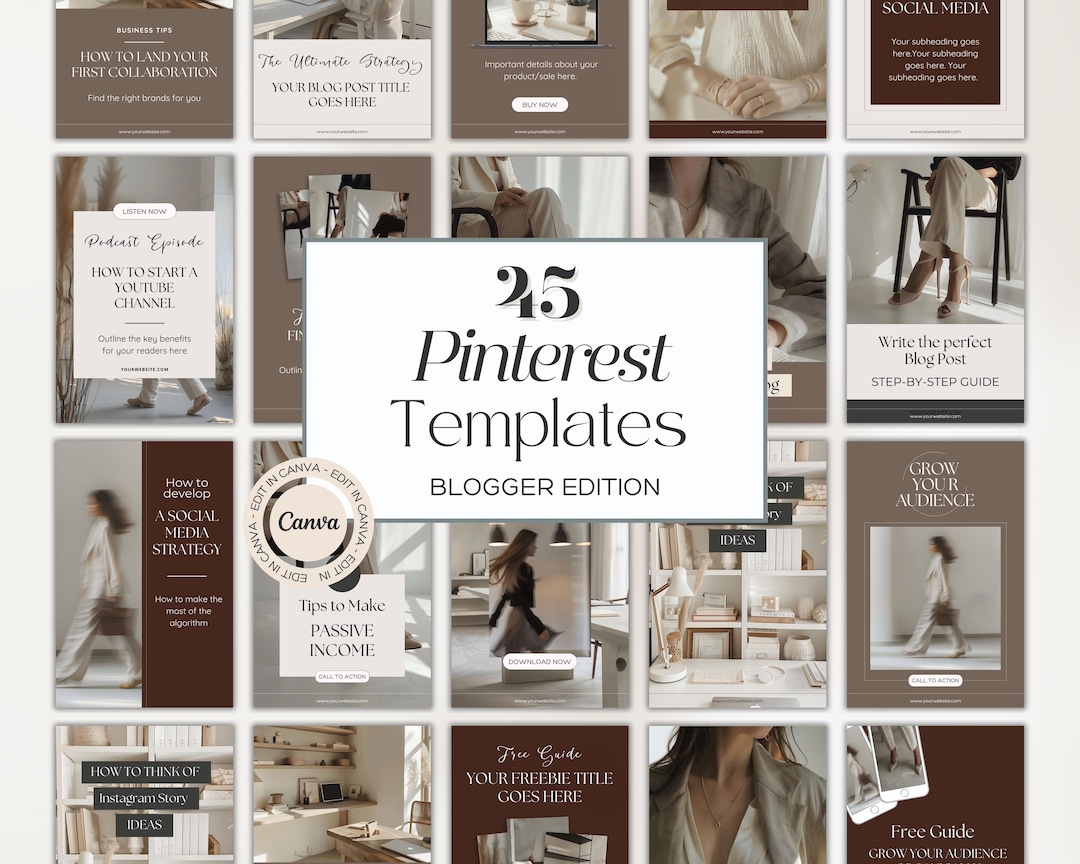 Clean Pinterest Templates for Bloggers, Minimalist Pinterest Covers ...