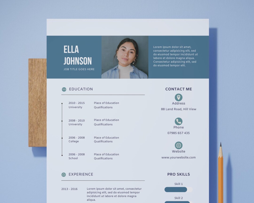 Modern CV Template, Editable Canva Resume Design for Professionals ...