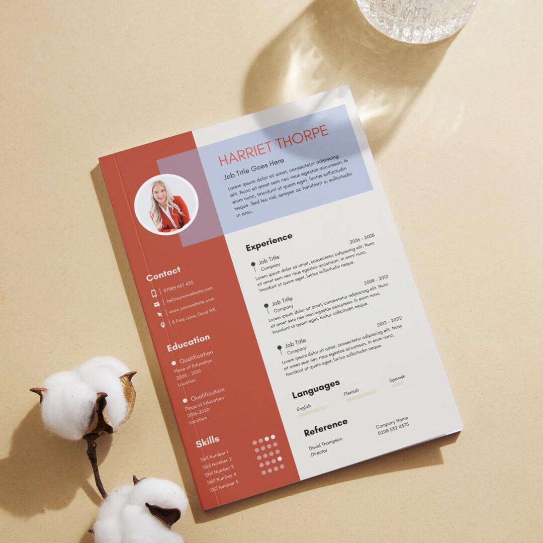 Modern CV Template, Editable Canva Template, Customisable Minimalist ...