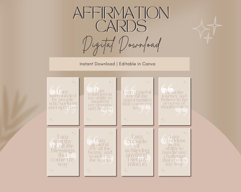 100 Pages of Printable Affirmation Cards: Boost Confidence, Positivity ...