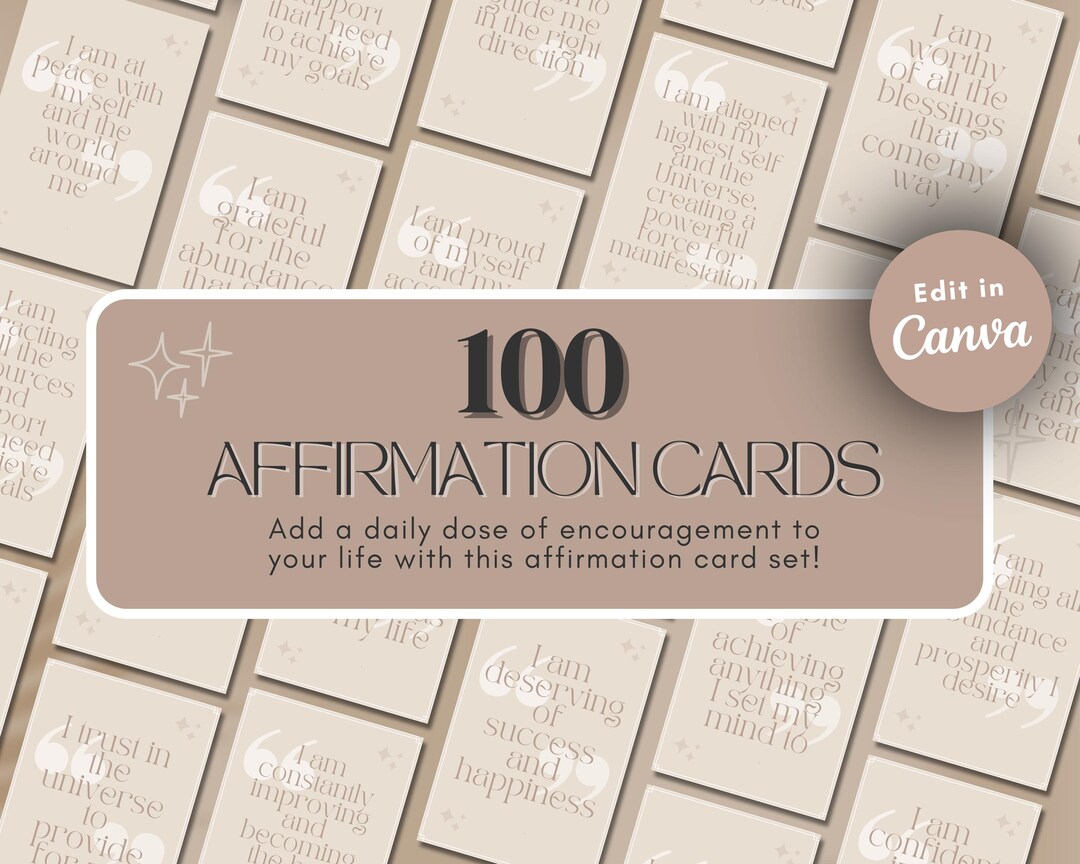 100 Pages of Printable Affirmation Cards: Boost Confidence, Positivity ...