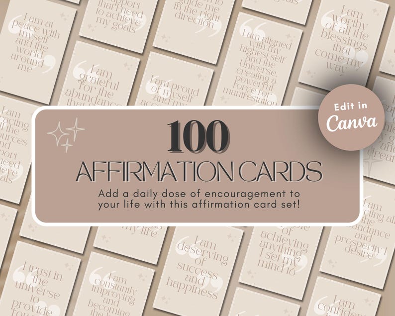 100 Pages of Printable Affirmation Cards: Boost Confidence, Positivity ...