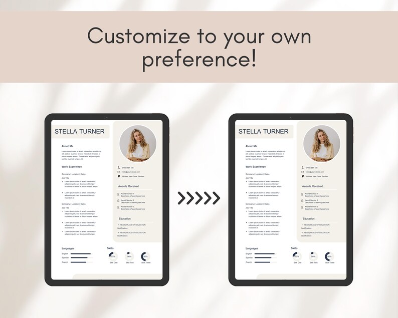 Modern CV Template, Editable Canva Resume Design for Professionals ...